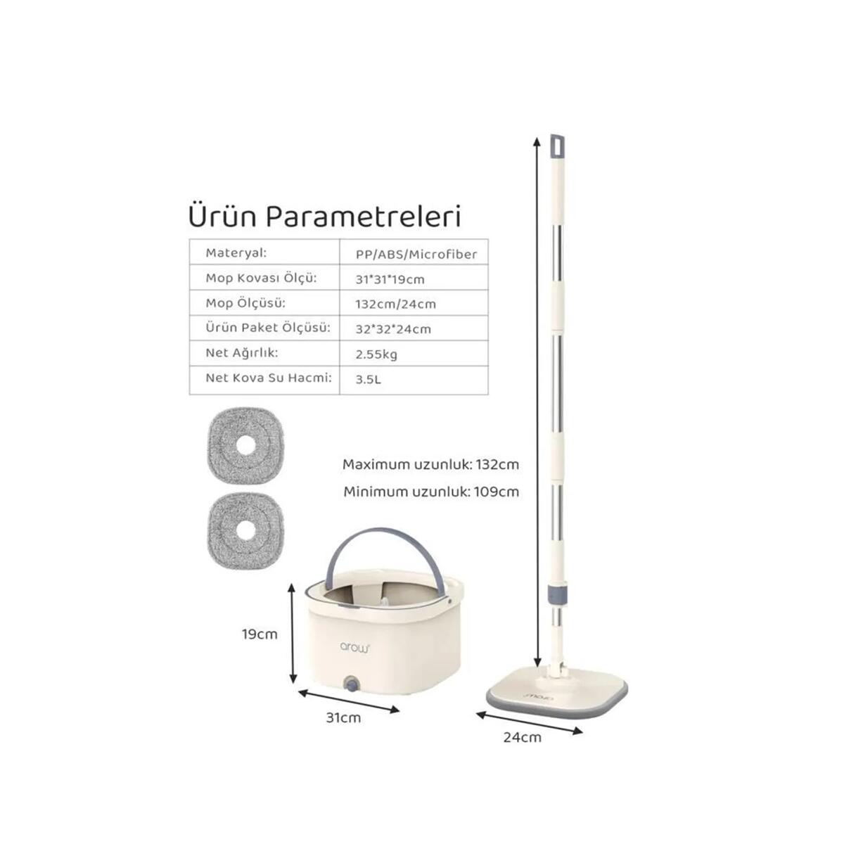 Arow Master Clean Lux Mop Seti Krem | Gallery Crystal