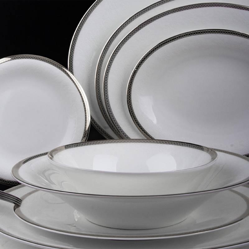 Evaliza Coupe Sade Paisley Platin 101 Parça 12 Kişilik Yemek Takımı ...