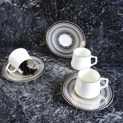 Evaliza Crown Platin 6 Kişilik Kahve Fincan Takımı 80 ml | Gallery Crystal