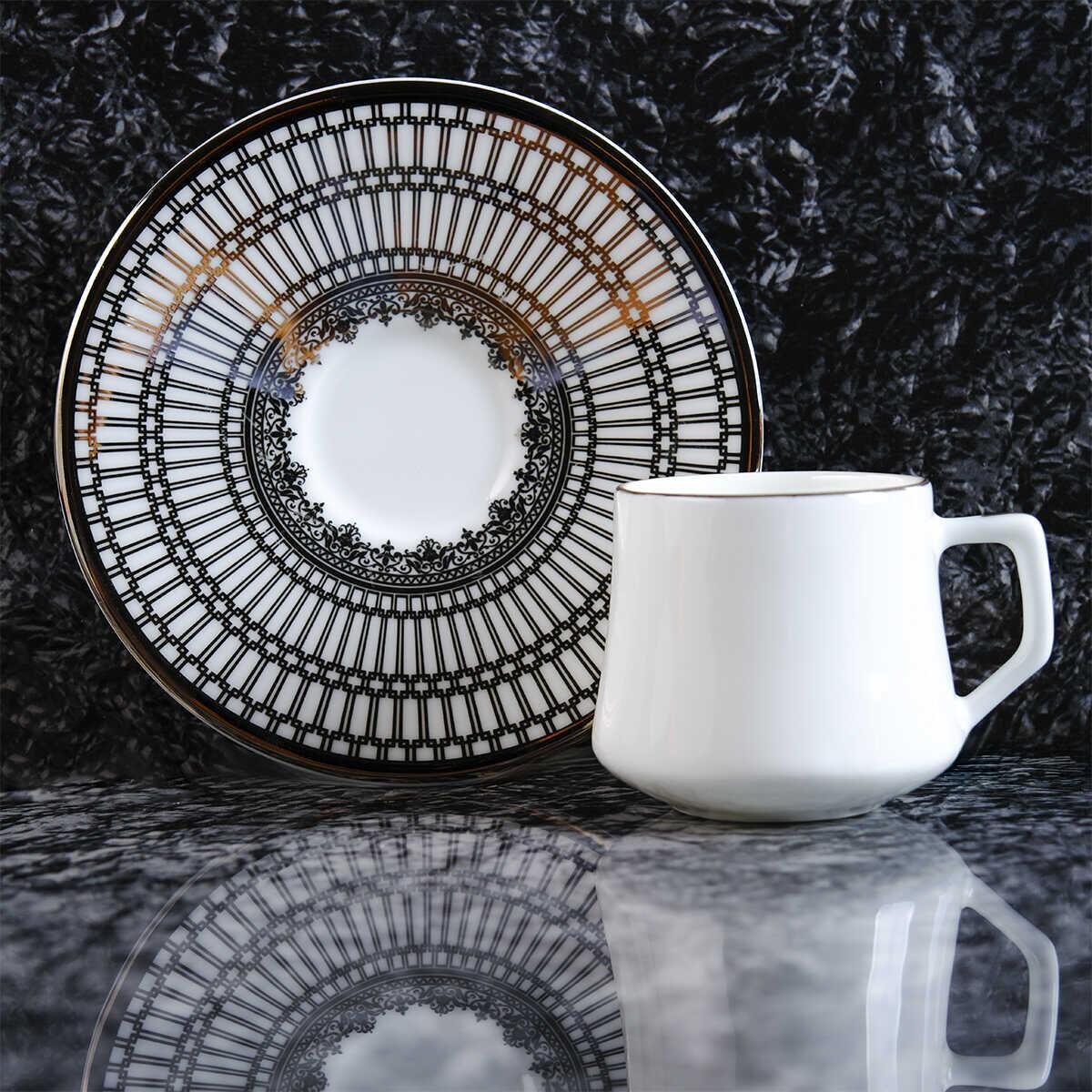 Evaliza Crown Platin 6 Kişilik Kahve Fincan Takımı 80 ml | Gallery Crystal