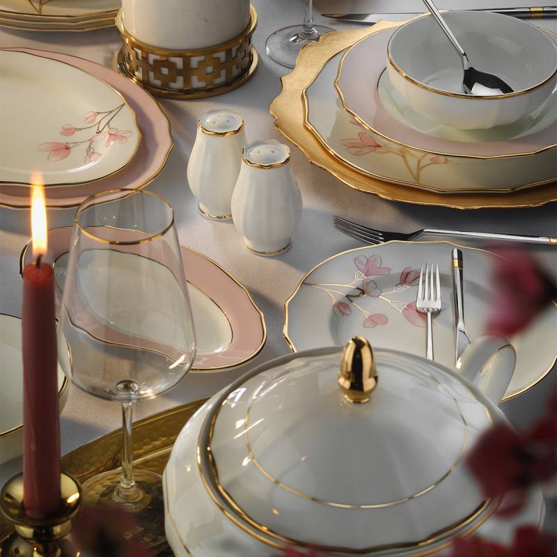 Evaliza Poetica Yemek Takımı Buket Pembe 61 Parça 12 Kişilik Yemek ...