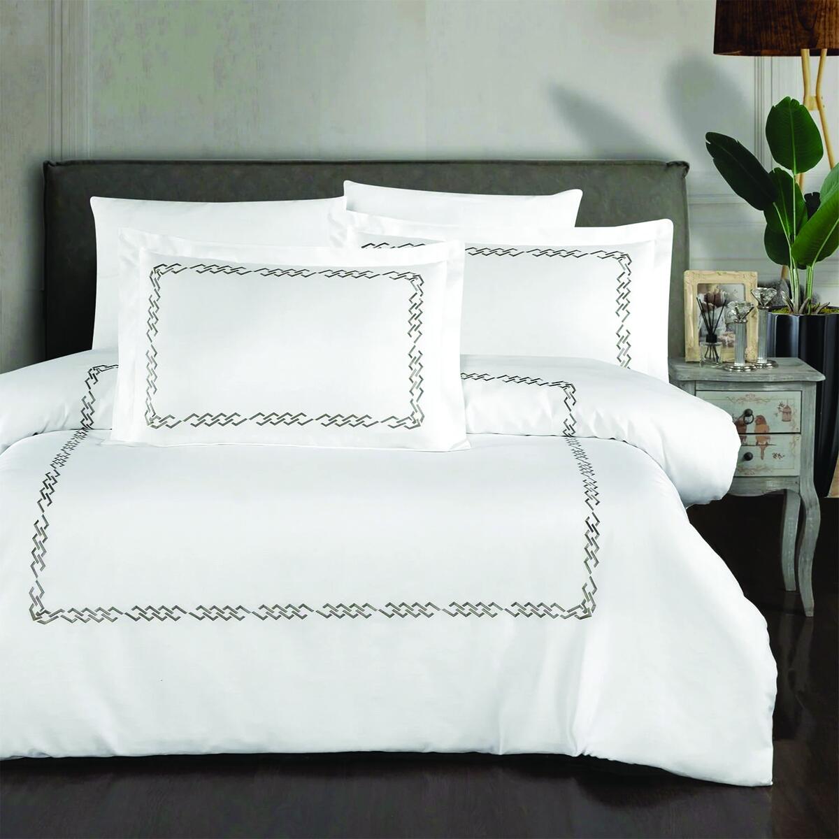 Maxstyle Knitted Saten Beyaz Çift Kişilik Nevresim Takımı | Gallery Crystal