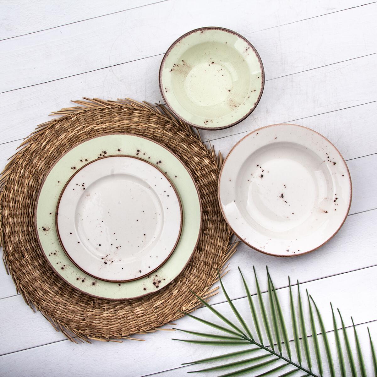 Tulu 24 Parça Yemek Seti Lala Kombin Antik Fıstık | Gallery Crystal